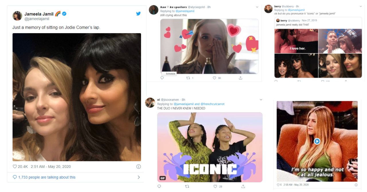 Jameela Jamil Shares Photo of Her Sitting on Jodie Comer’s Lap ...