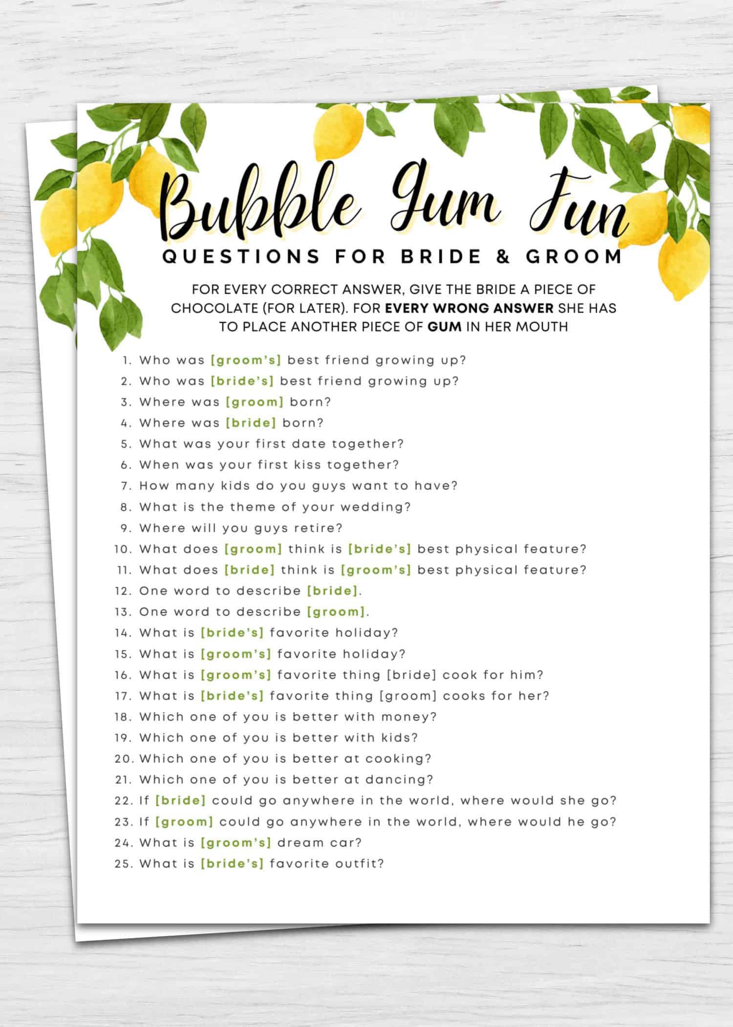 7 Lemon Theme Bridal Shower Games Your Guests Will Love