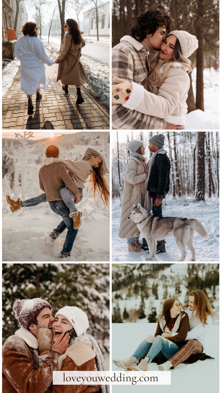20 Winter Engagement Photo Ideas For a Timeless Love Story