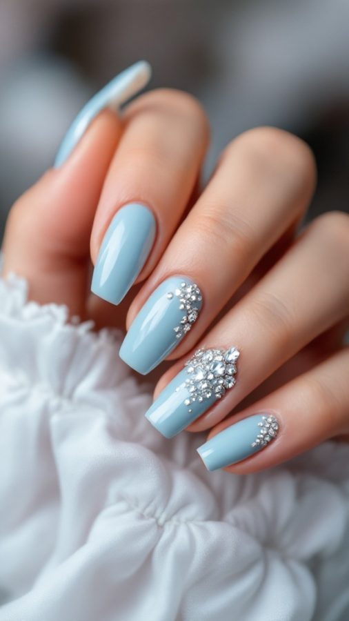 15 Stunning Dusty Blue Wedding Nail Ideas You’ll Love