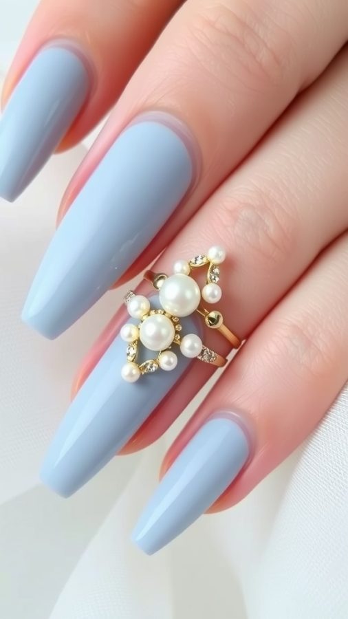 15 Stunning Dusty Blue Wedding Nail Ideas You’ll Love