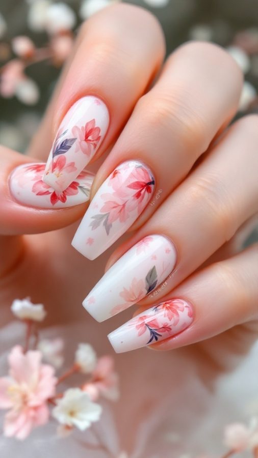 15 Stunning Floral Art Wedding Nails for Brides