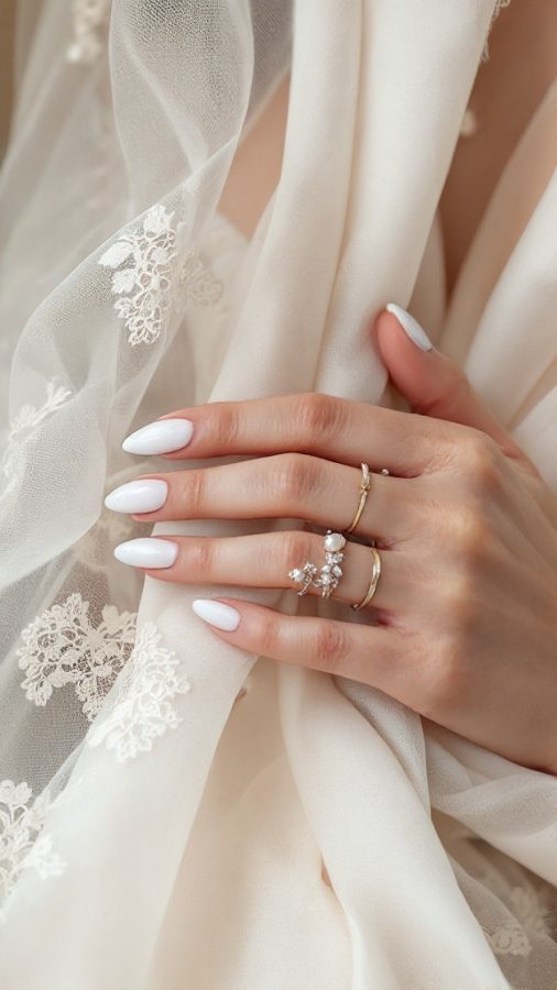 15 Stunning Almond-Shaped Wedding Nail Designs with Pearls