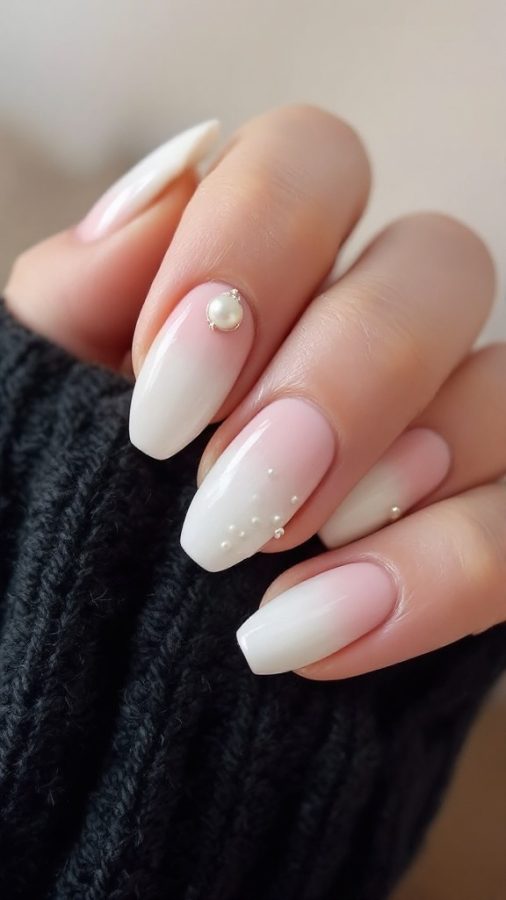 15 Stunning Bridal Nail Designs with Pearls and Rhinestones