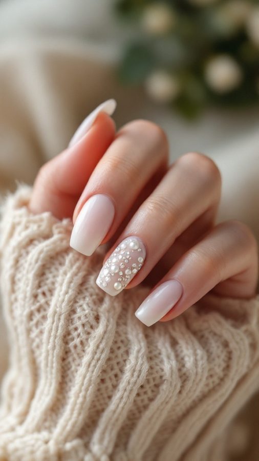 15 Stunning Bridal Nail Designs with Pearls and Rhinestones