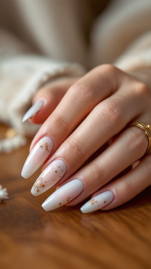 15 Stunning White and Gold Wedding Nail Designs You'll Adore