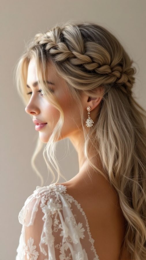 15 Stunning Half-Up Half-Down Wedding Hairstyles with Braids