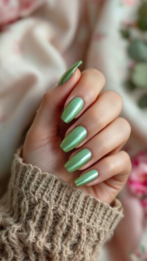 15 Stunning Green Chrome Nail Designs You Need to Try